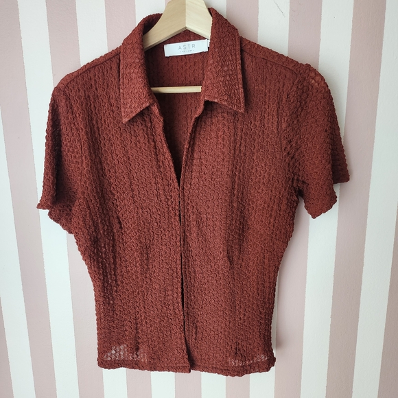 Astr | Tops | Astr Womens Rust Textured Top | Poshmark